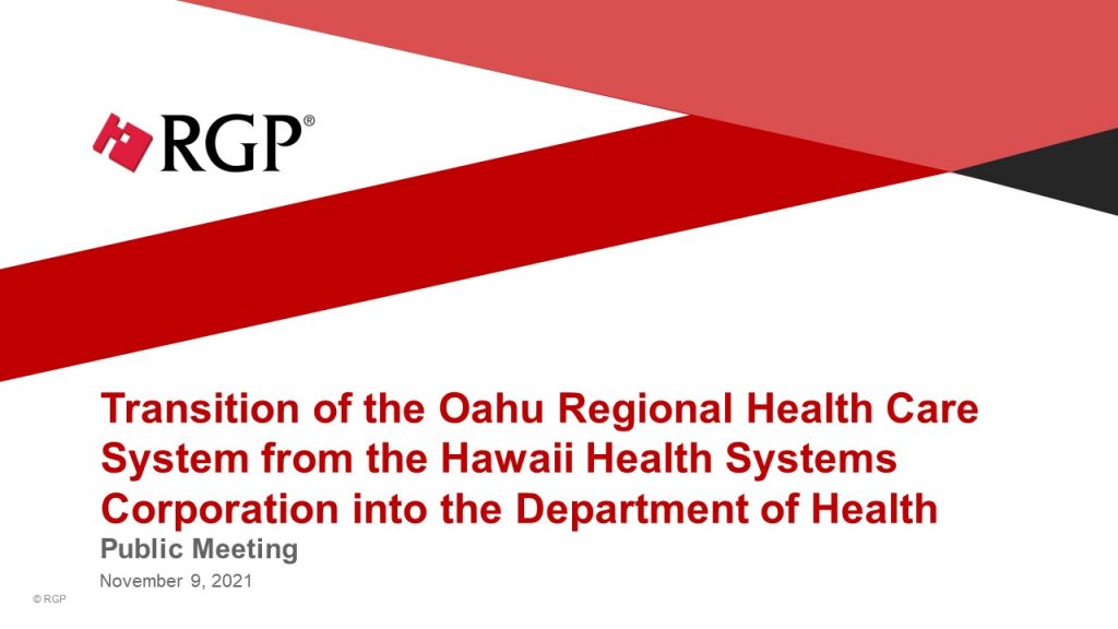 Transition of the O‘ahu Regional Health Care System | About Department ...