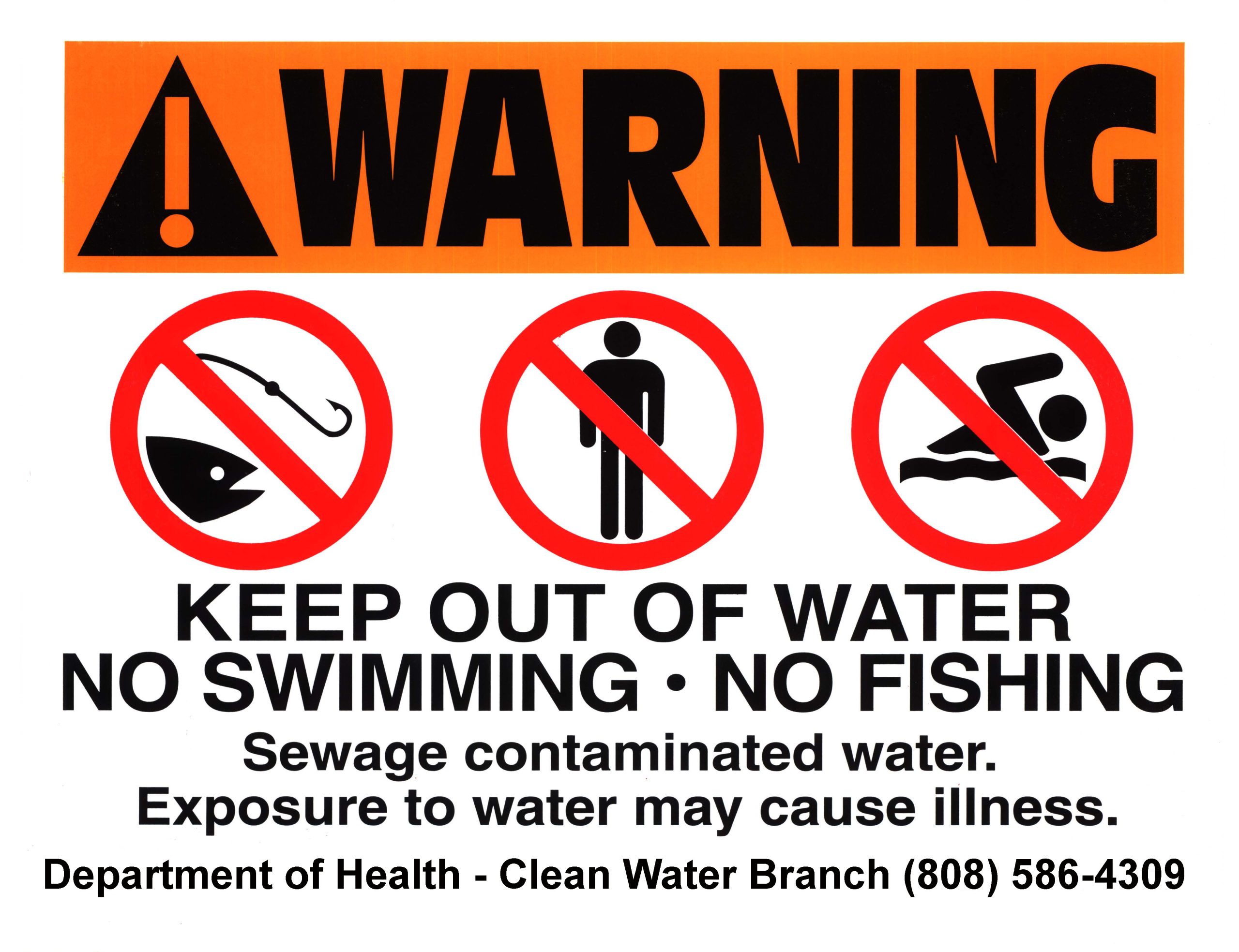 Contaminated Water Warning Sign