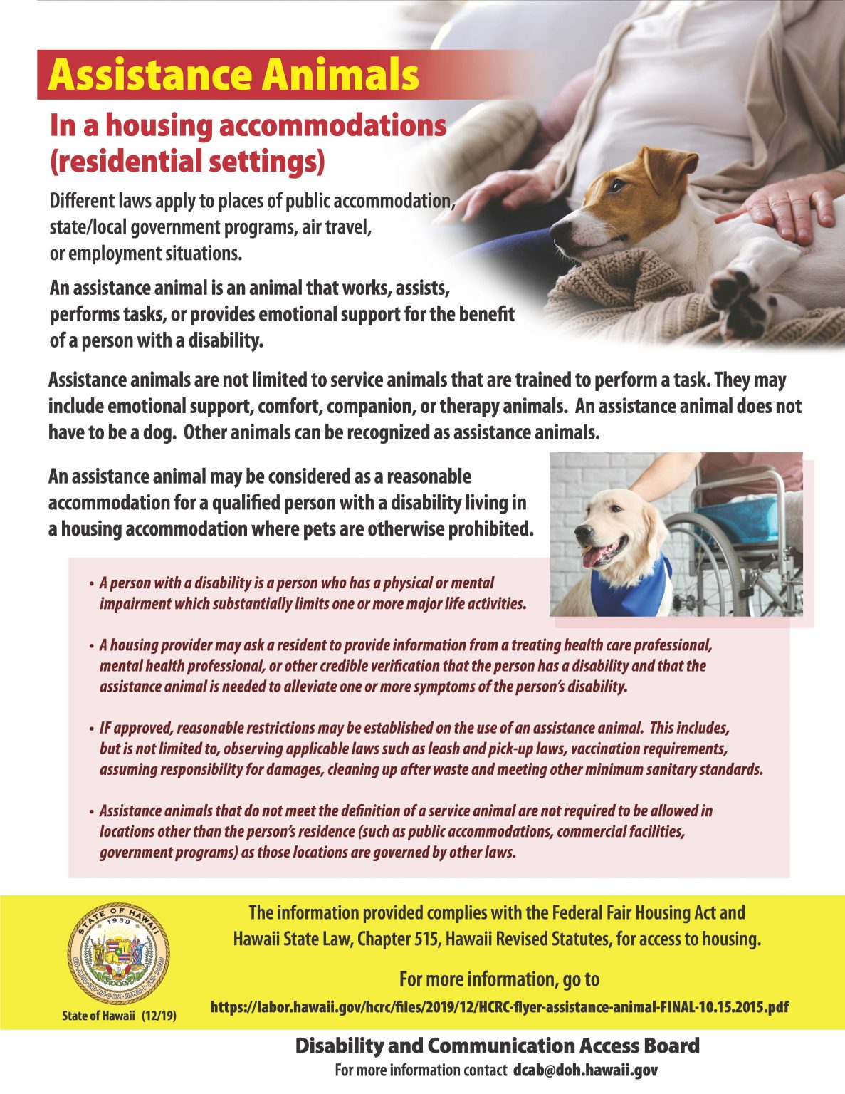 Service and Assistance Animals | Disability and Communication Access Board