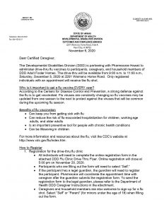 Developmental Disabilities Division (DDD)Flu Vaccine Letters to AFHs ...