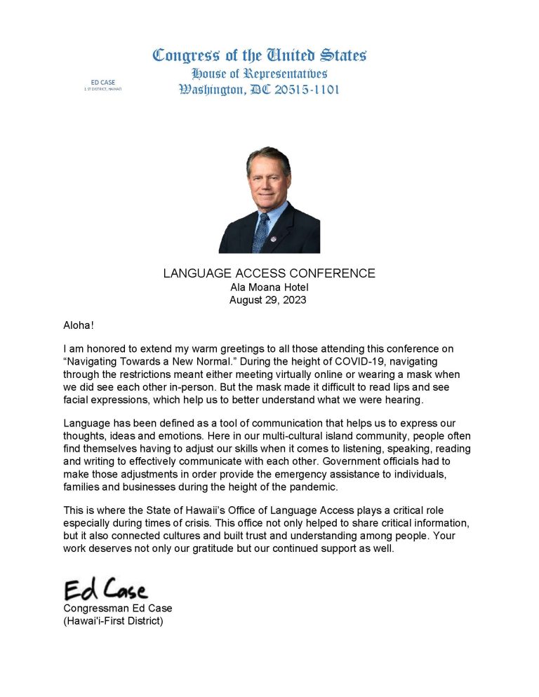 Office of Language Access | Special Messages